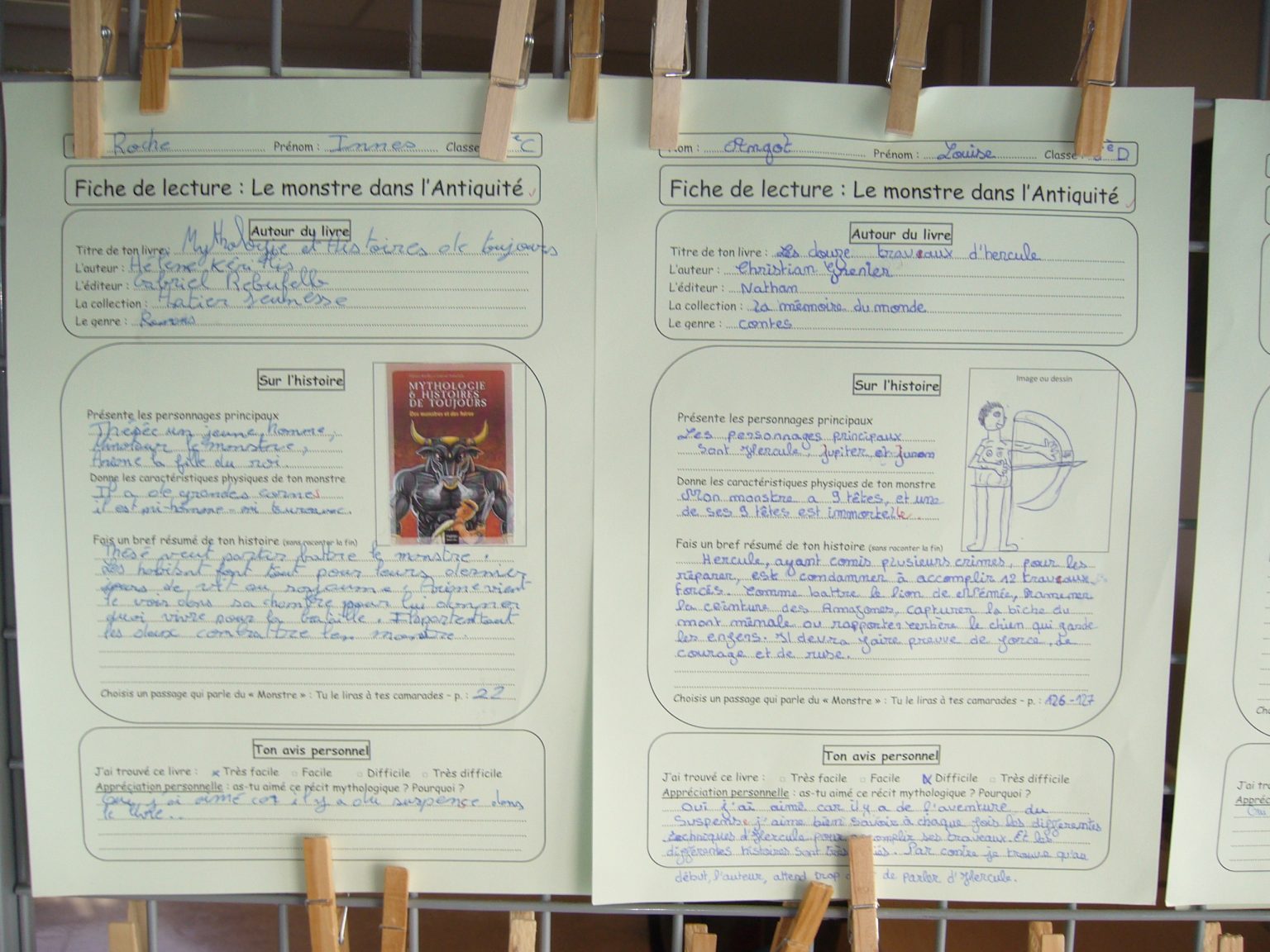 Exposition de fiches de lecture 6e au CDI | Collège Paulette Billa