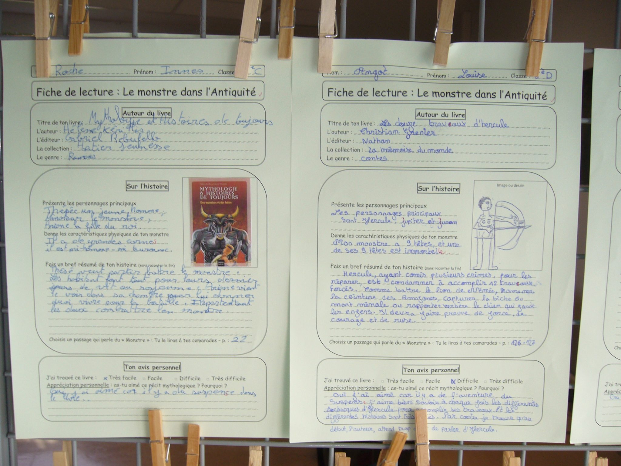 Exposition de fiches de lecture 6e au CDI | Collège Paulette Billa